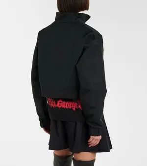 Balenciaga Cropped Technical Faille Track Jacket - Black