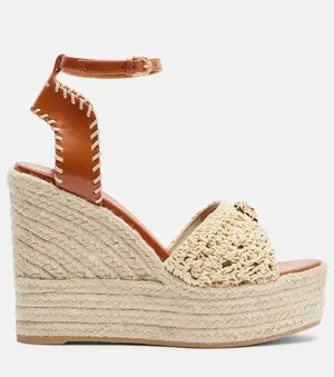 Versace Medusa Espadrille Wedge Sandals - Beige