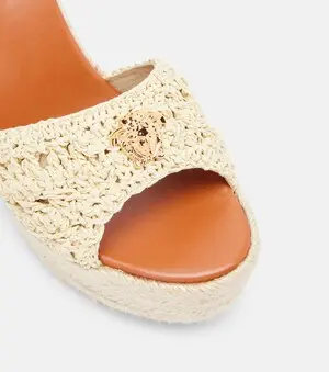 Versace Medusa Espadrille Wedge Sandals - Beige