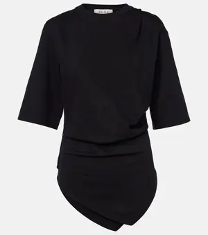 RÓHE Gathered Organic Cotton T-shirt - Black