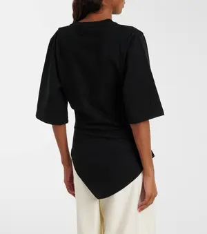 RÓHE Gathered Organic Cotton T-shirt - Black