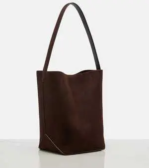 THE ROW N/s Park Edge Medium Suede Tote Bag - Brown