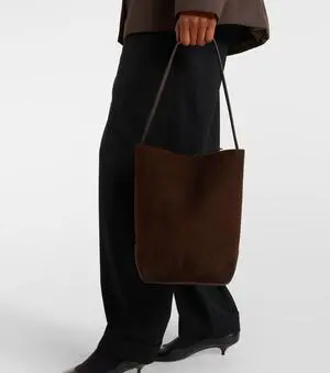 THE ROW N/s Park Edge Medium Suede Tote Bag - Brown