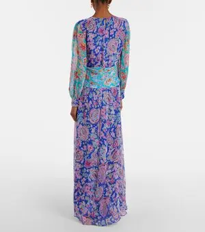 Rixo Meera Floral Maxi Dress - Blue