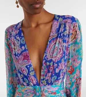 Rixo Meera Floral Maxi Dress - Blue