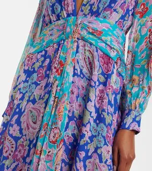 Rixo Meera Floral Maxi Dress - Blue