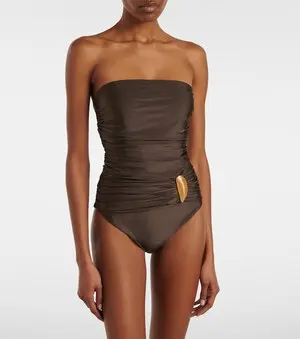 Simkhai Lorena Appliqué Ruched Swimsuit
