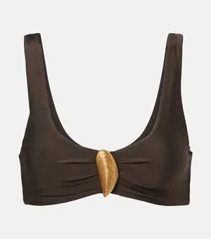 Simkhai Veyra Appliqué Bikini Top - Brown