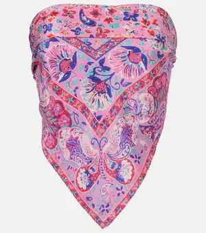 Rixo Menno Printed Silk Top - Pink