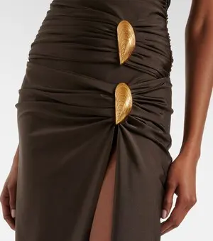 Simkhai Eiana Appliqué Ruched Midi Skirt