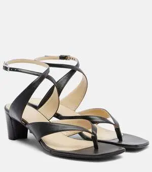 LEMAIRE Leather Slingback Thong Sandals - Brown