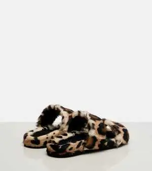 Dolce & Gabbana Leopard-print Shearling Slides