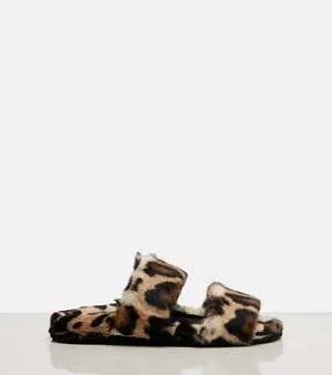 Dolce & Gabbana Leopard-print Shearling Slides