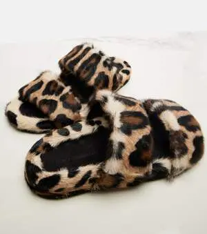 Dolce & Gabbana Leopard-print Shearling Slides