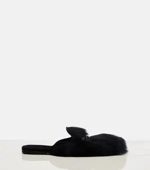 Dolce & Gabbana Shearling Mules - Black