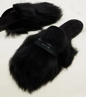 Dolce & Gabbana Shearling Mules - Black