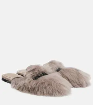Dolce & Gabbana Shearling Mules - Grey