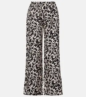 Asceno Loreto Printed Silk Twill Wide-leg Pants
