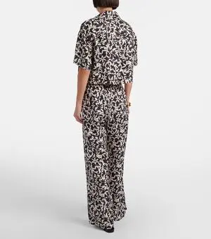 Asceno Loreto Printed Silk Twill Wide-leg Pants