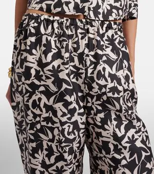 Asceno Loreto Printed Silk Twill Wide-leg Pants