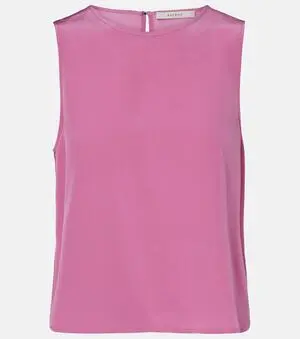 Asceno Sofia Silk Crêpe Tank Top - Pink