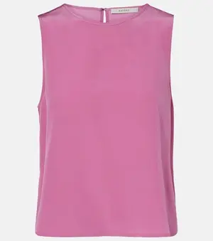 Asceno Sofia Silk Crêpe Tank Top - Pink