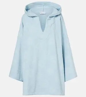 Hunza G Hooded Cotton Terry Poncho - Blue