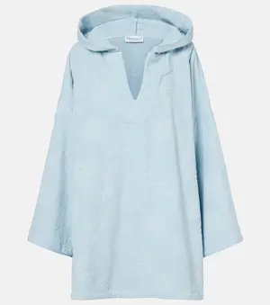 Hunza G Hooded Cotton Terry Poncho - Blue