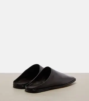 THE ROW Piper Leather Mules - Black