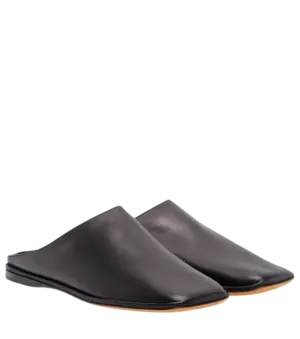 THE ROW The Row Leather Square Toe Mules