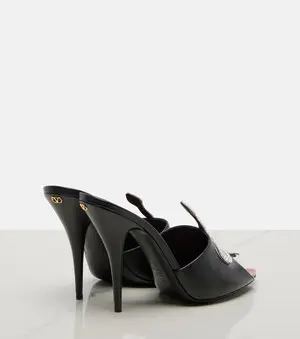 Valentino Garavani Cœur Vipère Embellished Leather Mules - Black