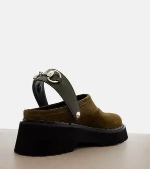 Gucci Horsebit Suede Mules