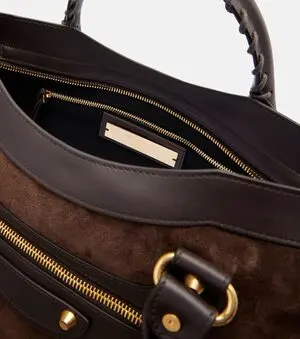Balenciaga Le City Medium Suede Top-handle Bag - Brown