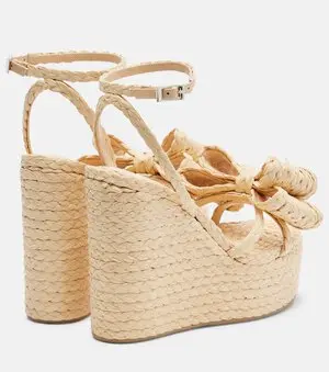Mach & Mach Le Cadeau Raffia Espadrille Wedges - Beige