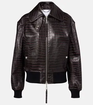 Rabanne Croc-effect Leather Blouson Jacket - Brown