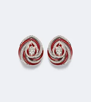 KAMYEN 18kt White Gold And Enamel Earrings With Diamonds - Silver