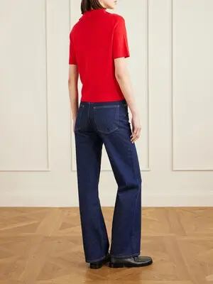 ALLUDE Pointelle-knit Wool Polo Top