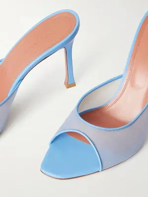 Amina Muaddi Alexa Leather-trimmed Mesh Mules - Blue