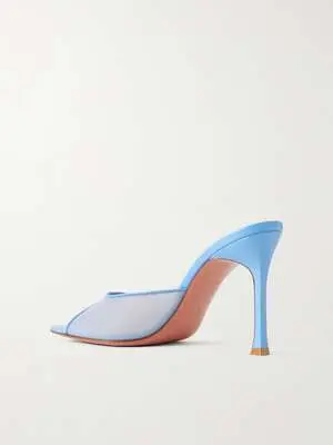 Amina Muaddi Alexa Leather-trimmed Mesh Mules