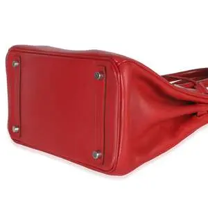 Hermès Rouge Casaque Swift Birkin 30 Phw - Red