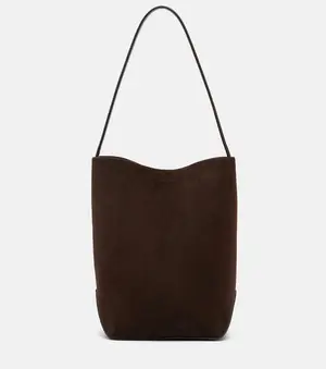 THE ROW N/s Park Edge Medium Suede Tote Bag - Brown