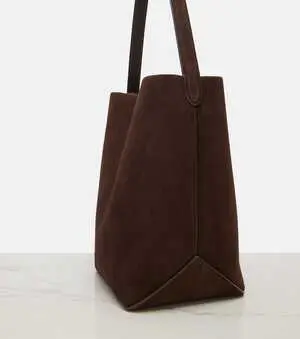THE ROW N/s Park Edge Medium Suede Tote Bag - Brown