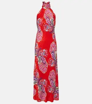 Rixo Maura Printed Halterneck Maxi Dress