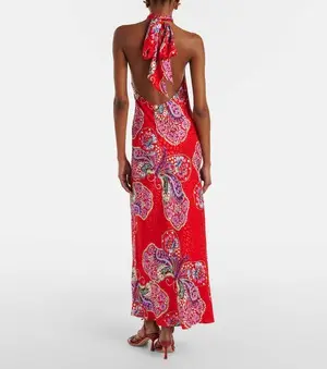 Rixo Maura Printed Halterneck Maxi Dress