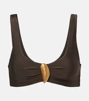 Simkhai Veyra Applique Bikini Top - Brown