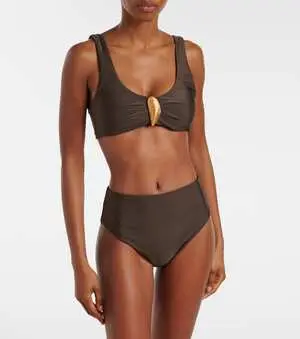 Simkhai Veyra Applique Bikini Top - Brown