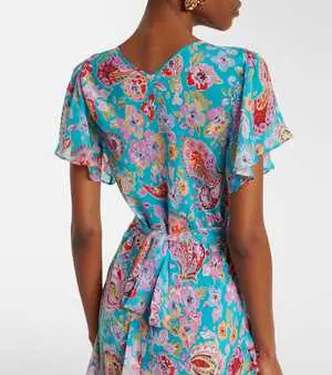 Rixo Evie Silk Crepe De Chine Midi Dress - Blue