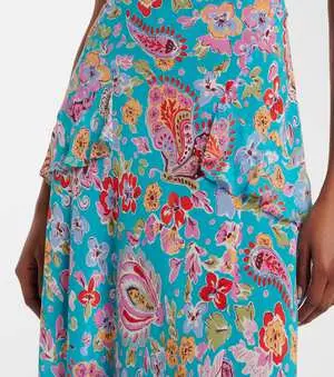 Rixo Evie Silk Crepe De Chine Midi Dress - Blue