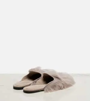 Dolce & Gabbana Shearling Mules - Grey