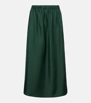 Asceno Roma Silk Twill Maxi Skirt